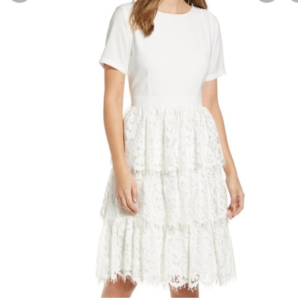 Rachel Parcell | Dresses | Rachel Parcell Womens White Ruffle Lace ...